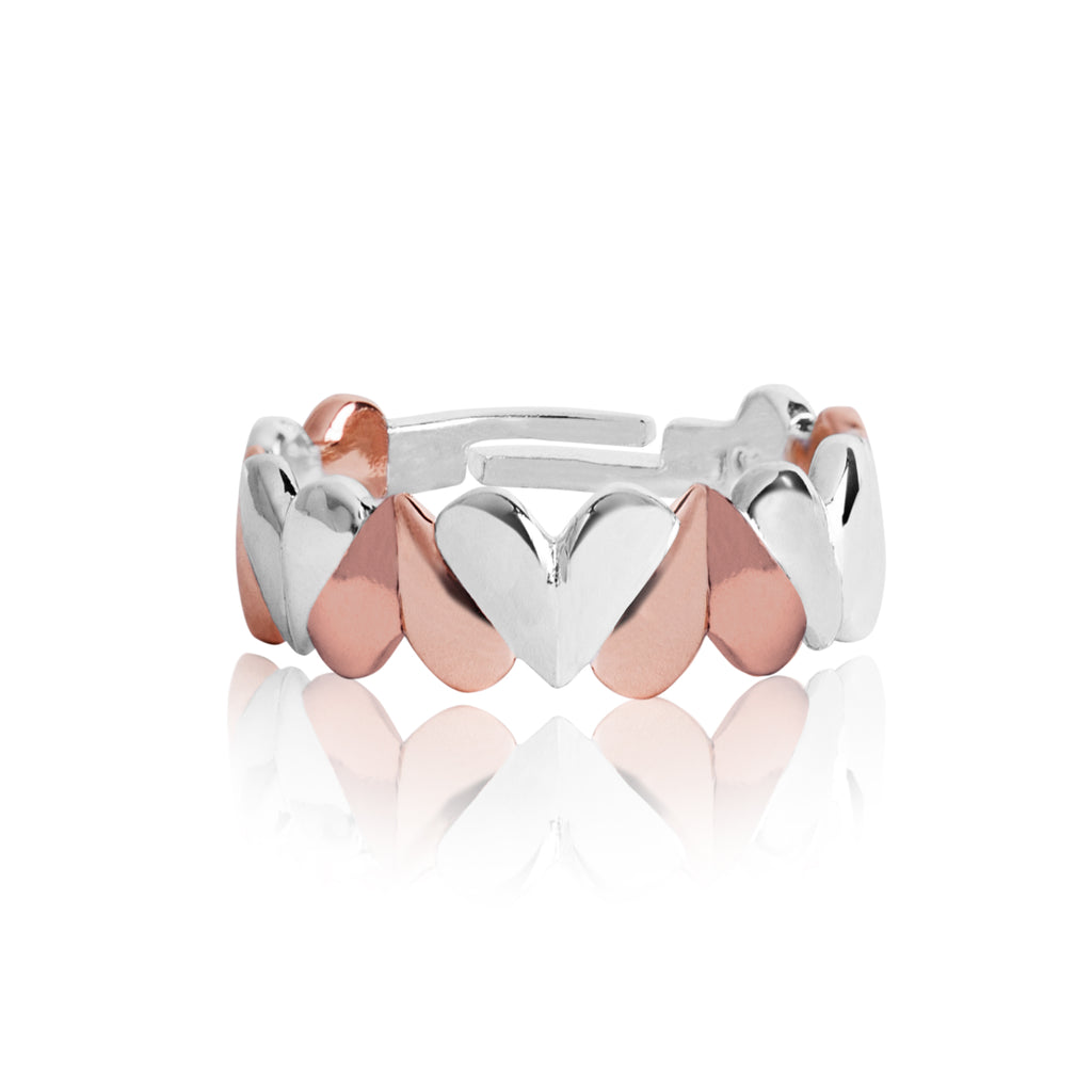 Joma Valentina - Silver & Rose Gold Hearts Ring Adjustable | Gifteasy ...